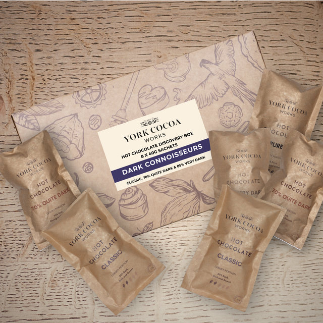 Dark Chocolate Connoisseurs Hot Chocolate Discovery Box - 8 x 40g Luxu ...